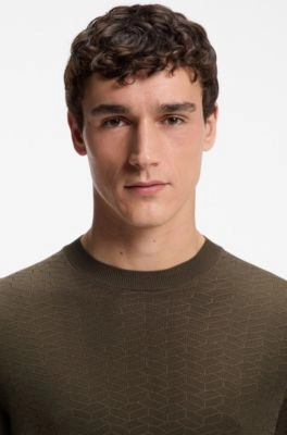 BOSS Silk Sweater With Jacquard Pattern