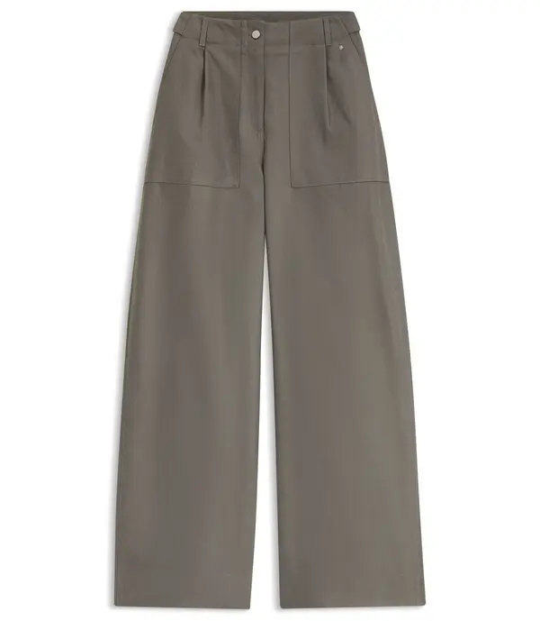 BOSS Wide-leg Cotton Denim Pants - Brown
