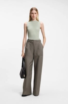 BOSS Wide-leg Cotton Denim Pants