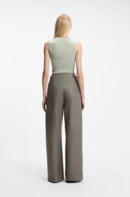 BOSS Wide-leg Cotton Denim Pants