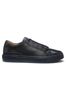 BOSS Gary Brushed Leather Sneakers With Elastic Laces
