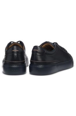 BOSS Gary Brushed Leather Sneakers With Elastic Laces