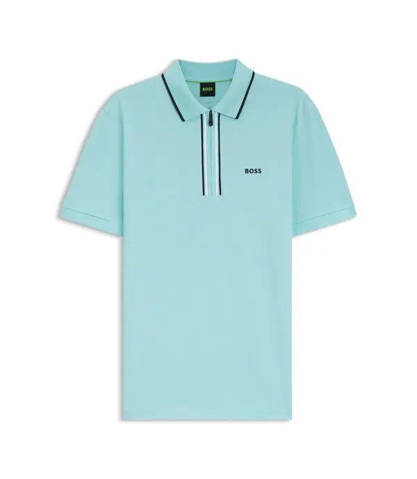 BOSS Active Slim-fit Polo Shirt In Moisture-wicking Stretch Cotton - Light Blue