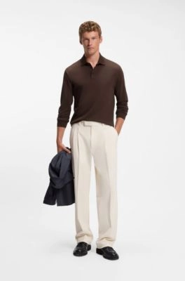 BOSS Long-sleeved Polo Shirt In Interlock Cotton With Logo