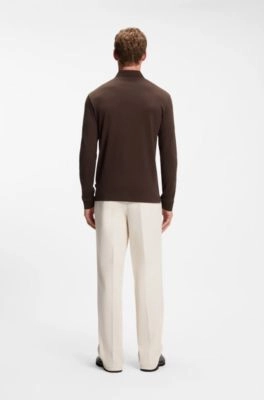 BOSS Long-sleeved Polo Shirt In Interlock Cotton With Logo