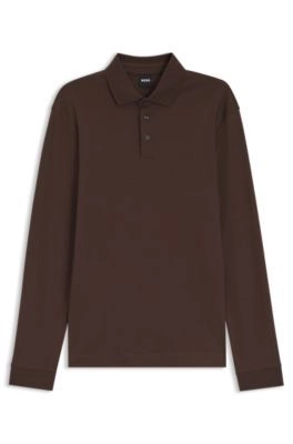BOSS Long-sleeved Polo Shirt In Interlock Cotton With Logo
