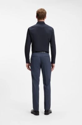 BOSS Slim-fit Shirt In Easy-iron Stretch Cotton - Dark Blue