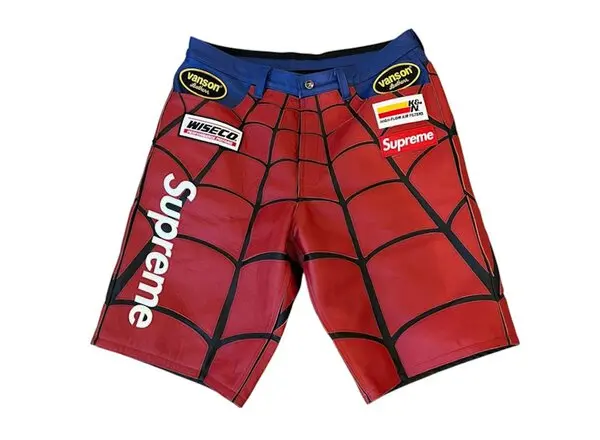 Supreme Vanson Leathers Spiderman Short - Red