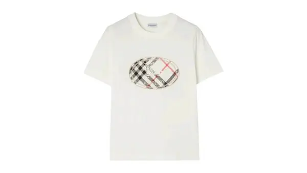 Burberry Frankie Ks T-shirt With Check Detail - Chalk