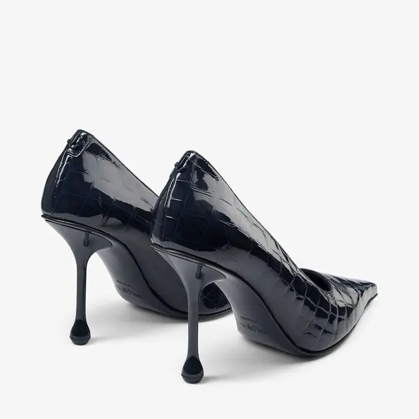 JIMMY CHOO Ixia 95 Shiny Croc Embossed Leather Pumps