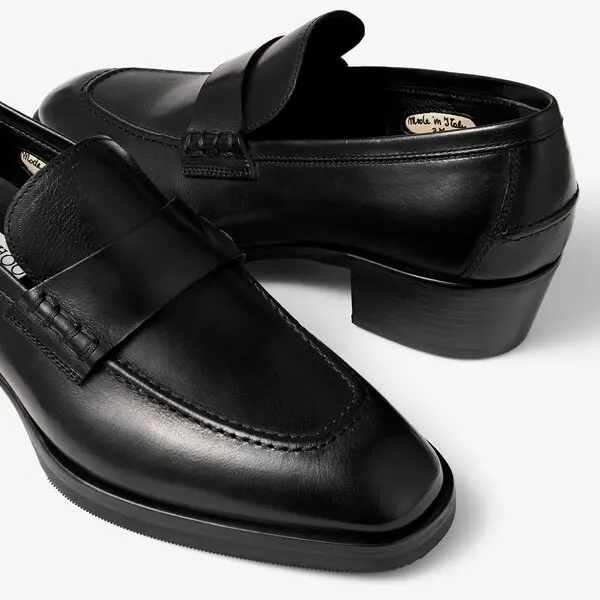 JIMMY CHOO Wilder Loafers In Buffalo Leather - Black