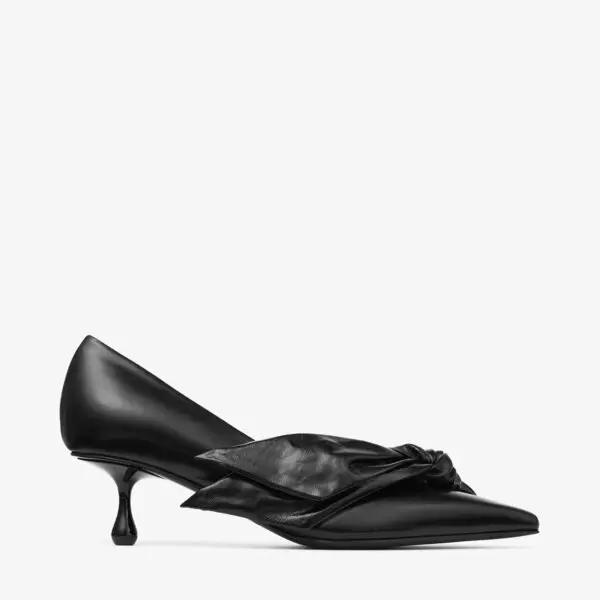 JIMMY CHOO Issy 50 Leather Pumps With Oversized Bow Detailing - Black