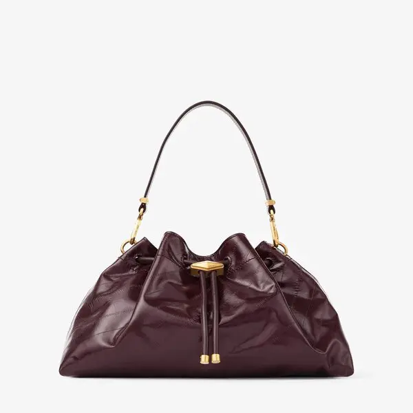 JIMMY CHOO Cinch Medium Shoulder Bag - Barolo/gold
