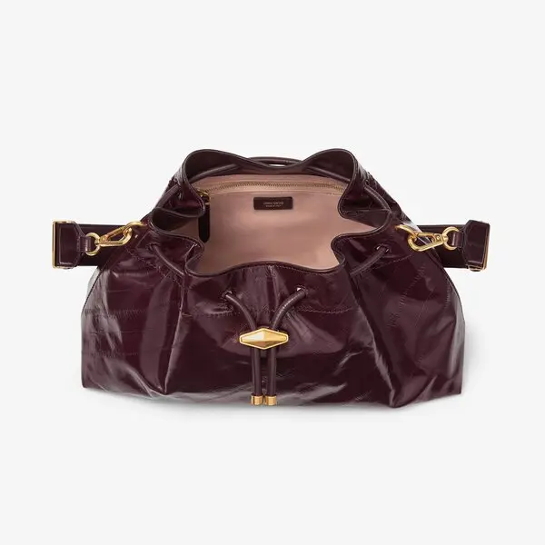 JIMMY CHOO Cinch Medium Shoulder Bag - Barolo/gold