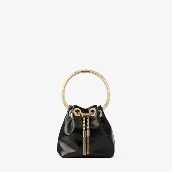 JIMMY CHOO Micro Bon Bon Mini Bucket Bag - Black