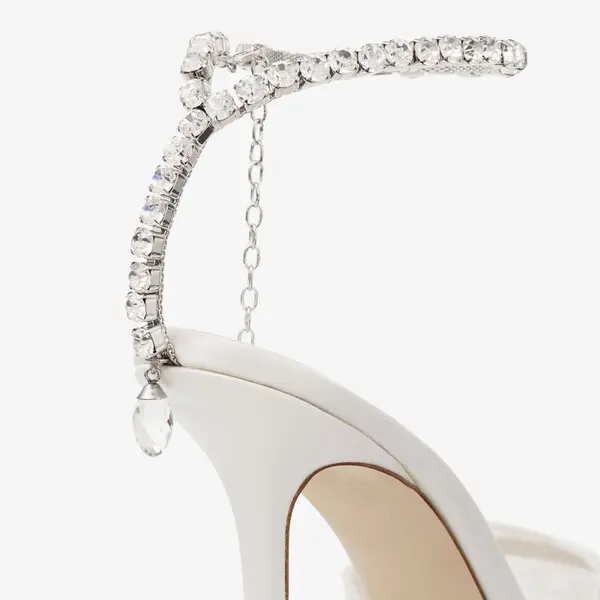 JIMMY CHOO Saeda 100 Lace Pumps With Crystal Chain Anklet