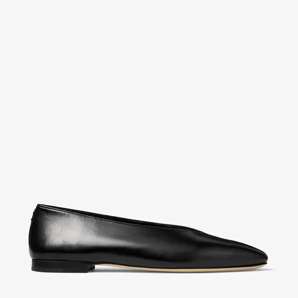 JIMMY CHOO Margot Flat Soft Shiny Biker Leather Flats - Black