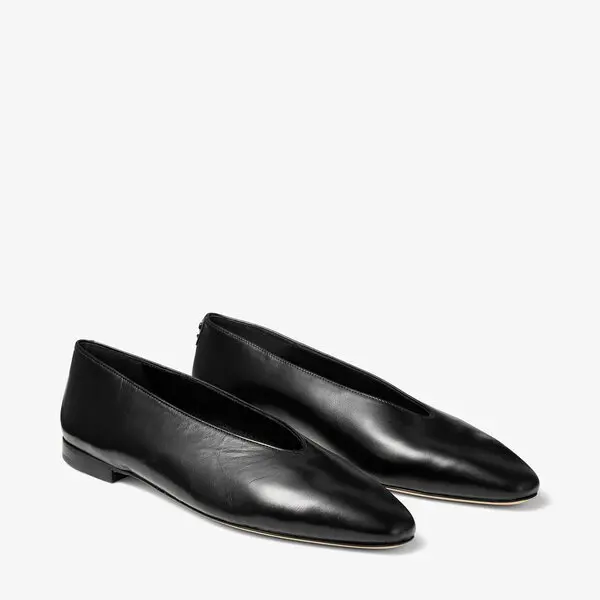JIMMY CHOO Margot Soft Shiny Biker Leather Flats