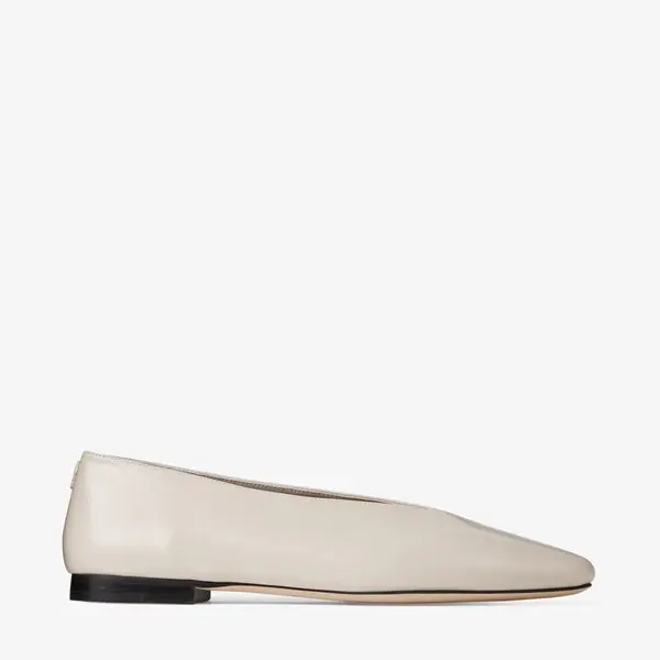 JIMMY CHOO Margot Soft Shiny Biker Leather Flats - Bone