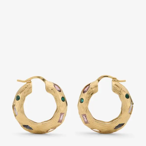 JIMMY CHOO Stones Earrings Gold Mix Metal Hoop Earrings With Crystal Embellishment Gold Mix - Silver