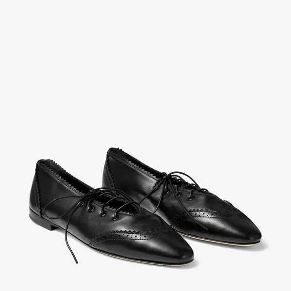 JIMMY CHOO Margot Lace Up Flat With Brogue Detailing