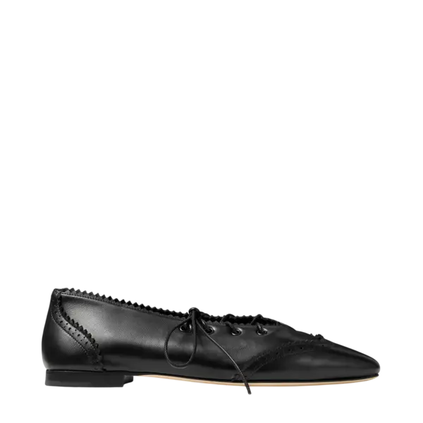 JIMMY CHOO Margot Lace Up Flat With Brogue Detailing - Black