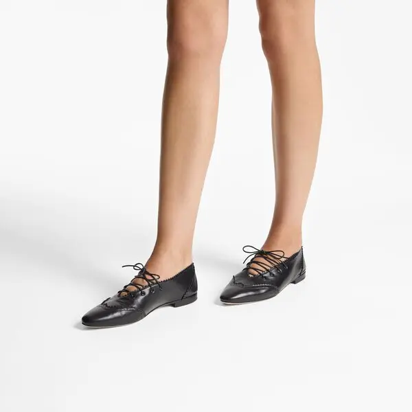 JIMMY CHOO Margot Lace Up Flat With Brogue Detailing