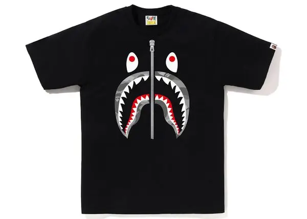 A BATHING APE Honeycomb Camo Shark Tee Shirt