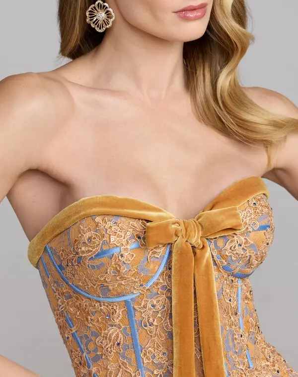 MAC DUGGAL COLLECTION Embroidered Lace Strapless Gown