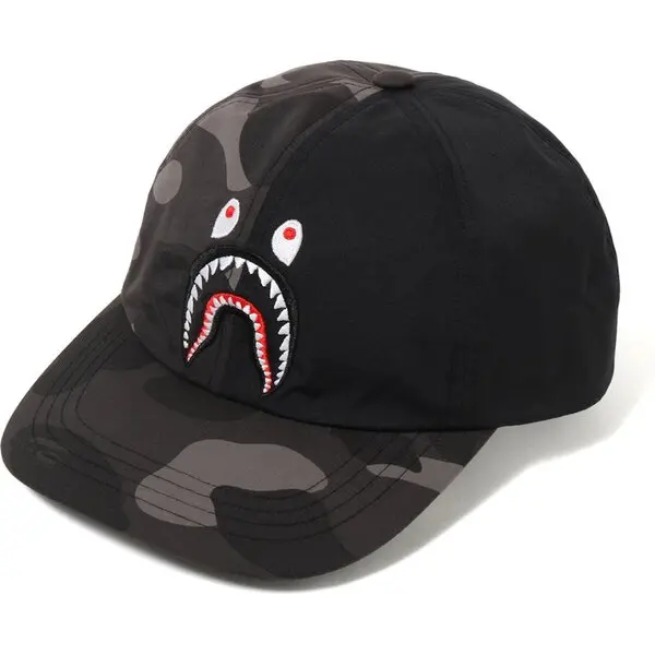 A BATHING APE Camo Shark Panel Cap - Black