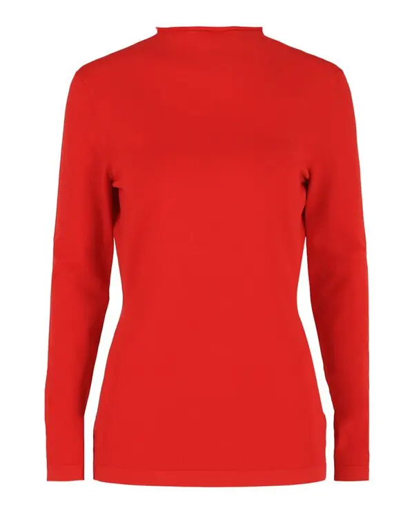 FERRAGAMO Stretch Jersey Mockneck Shirt - Red