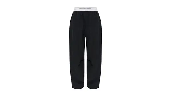 Alexander Wang Logo Elastic Midrise Pleated Knee Pant - Black