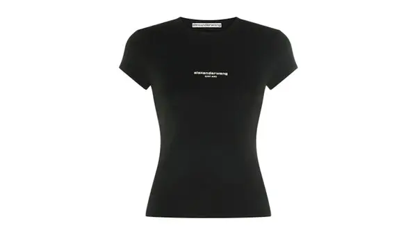 Alexander Wang Logo Print Fitted Tee Shirt - Black