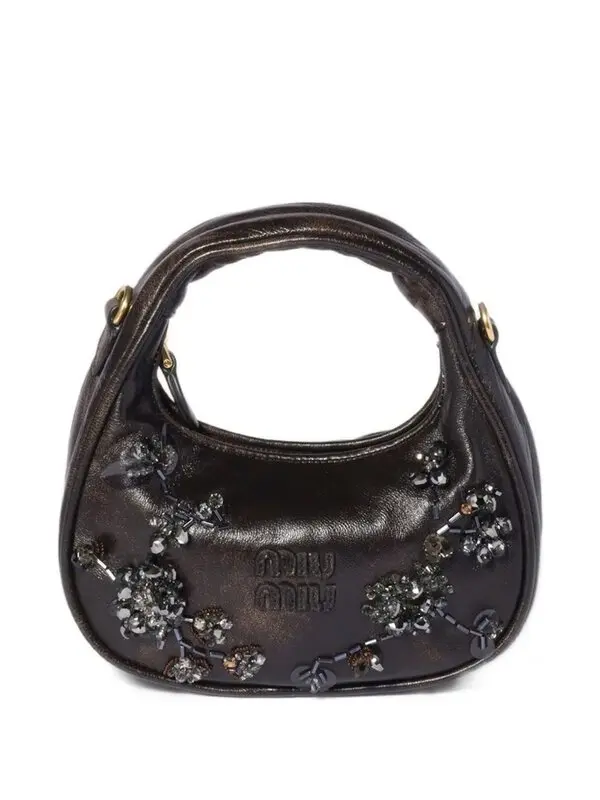 Miu Miu Embroidered Wander Bag - Caffe