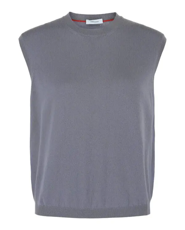FERRAGAMO Ribbed Cashmere Knit Vest - Dark Grey