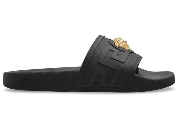 Versace Medusa Embossed Slide - Black/gold