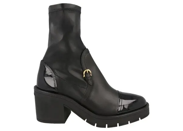 FERRAGAMO Selyna Mixed Leather Stretch Ankle Boots - Black