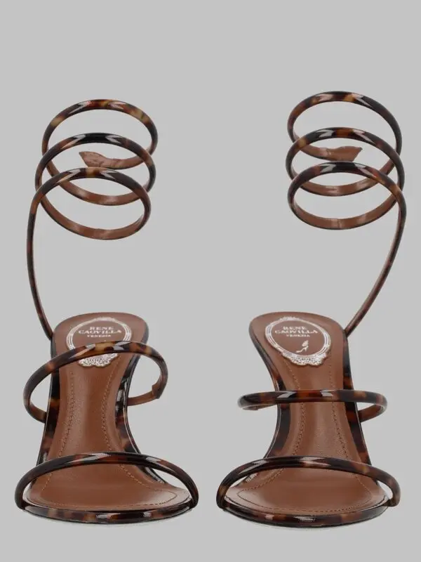 Rene Caovilla Cleo Spiral Heel Sandals - Brown