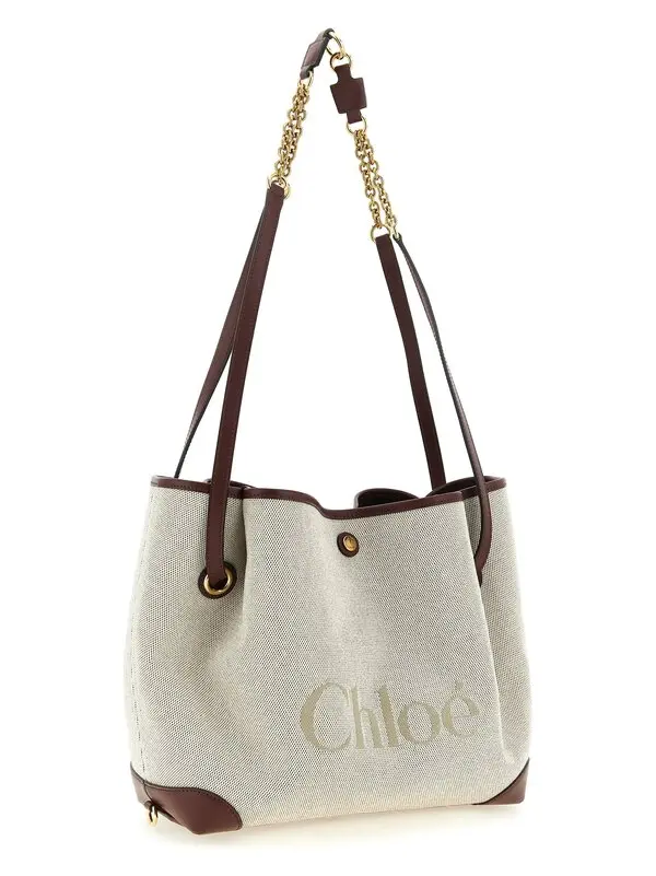Chloé Clover' Cotton Canvas Shoulder Bag - White