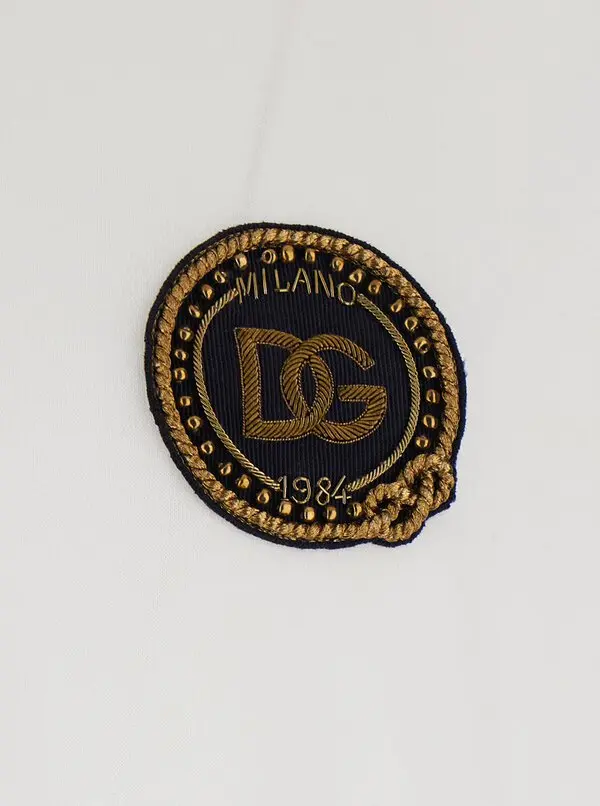 Dolce & Gabbana Crew Neck T-shirt With Logo Embroidery On The Front In Cotton For