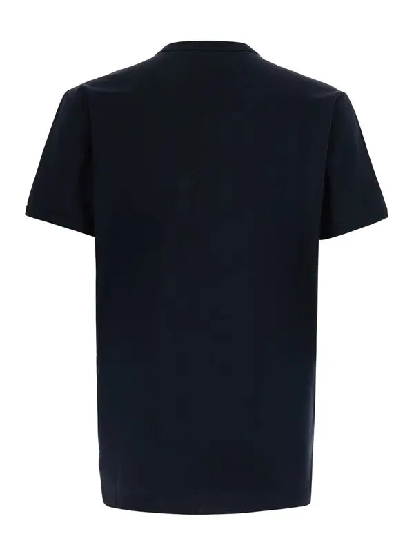 Dolce & Gabbana Blue Crew Neck T-shirt With Logo Embroidery On The Front In Cotton For - Multicolor