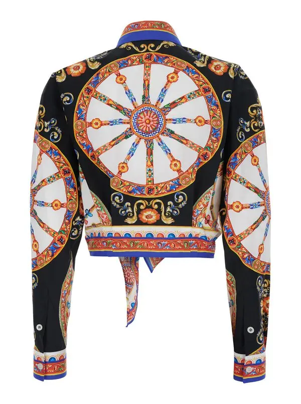Dolce & Gabbana Carretto Print Cotton Poplin Cropped Shirt - Multicolor
