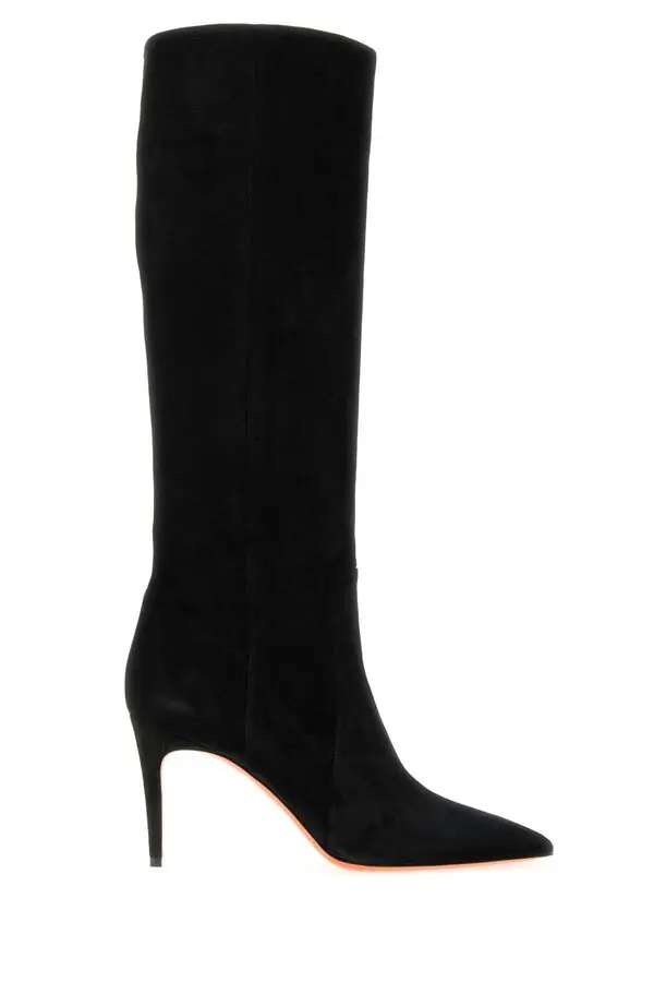 Santoni Suede Knee High Boots - Black