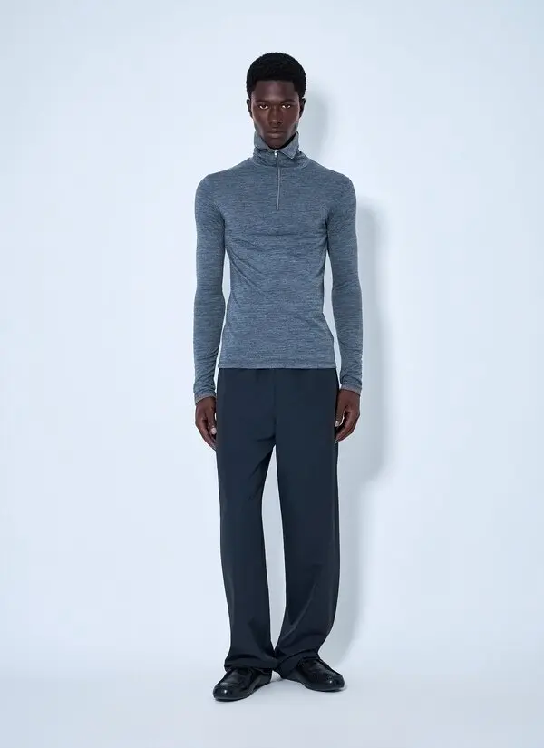 JIL SANDER Half-zip High Neck Long Sleeve Top - Gray