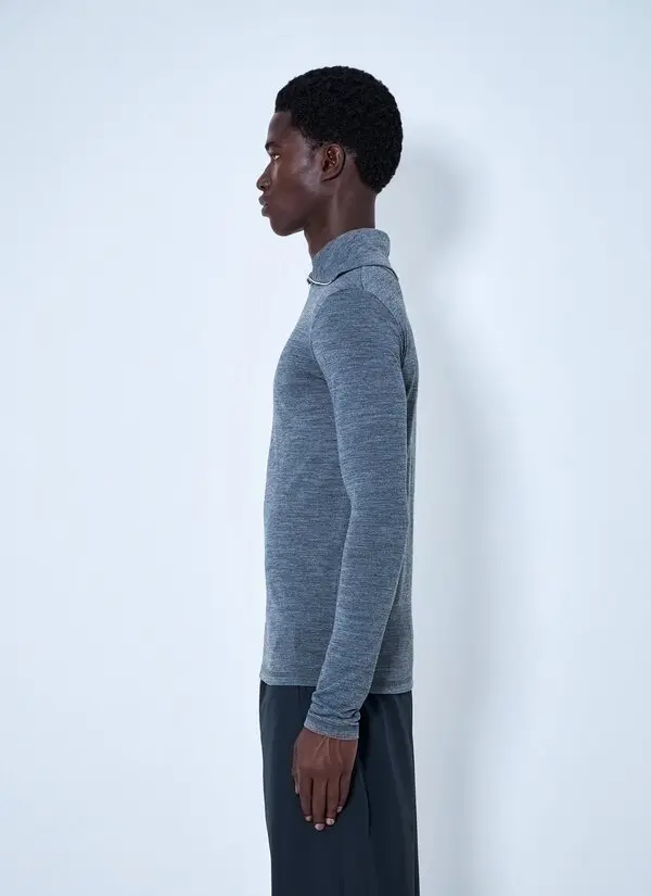 JIL SANDER Half-zip High Neck Long Sleeve Top - Gray