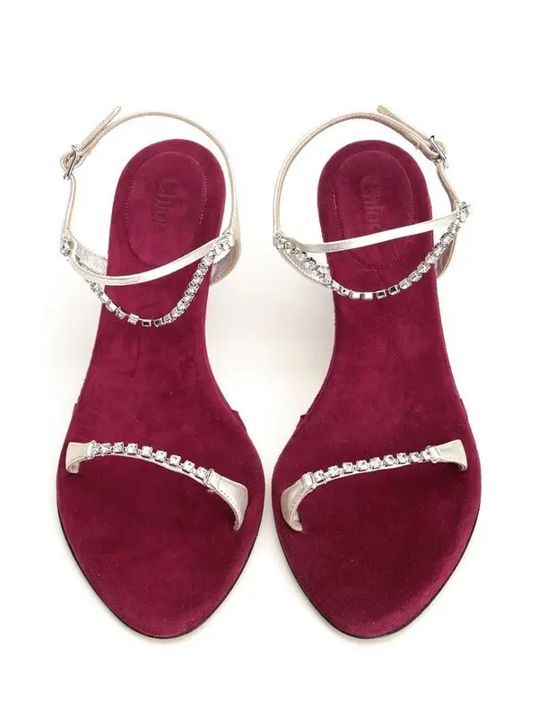 Chloé Zia Heeled Sandals With Rhinestone Embellishments - Purple
