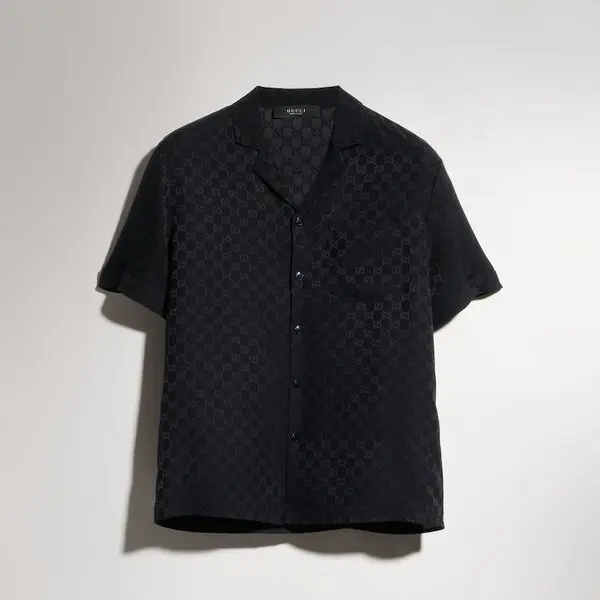 Gucci Gg Silk Jacquard Bowling Shirt