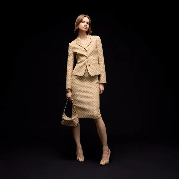 Gucci Gg Cotton Canvas Midi Skirt