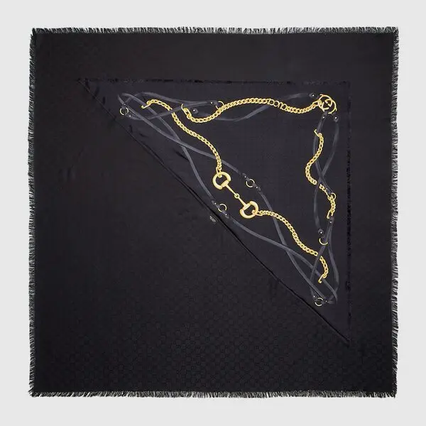 Gucci Gg Wool Silk Jacquard Cape