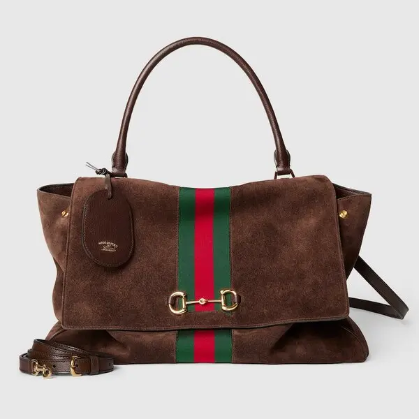 Gucci Paparazzo Large Top Handle Bag Suede - Brown